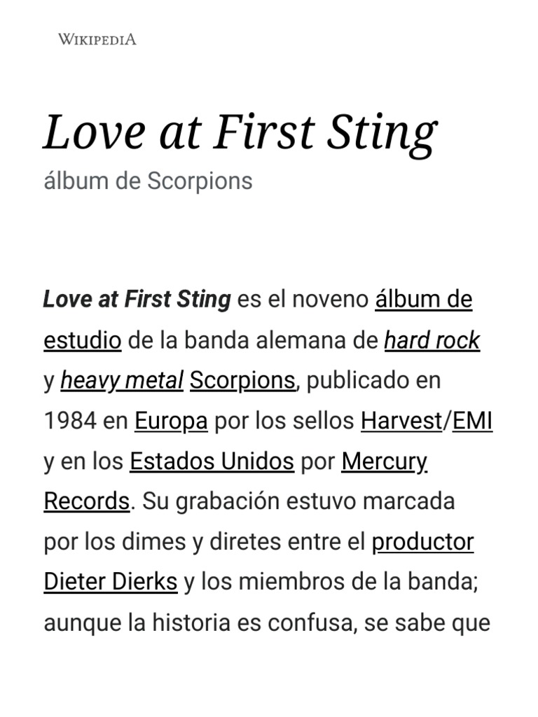 Love at First Sting - Wikipedia, La Enciclopedia Libre | PDF