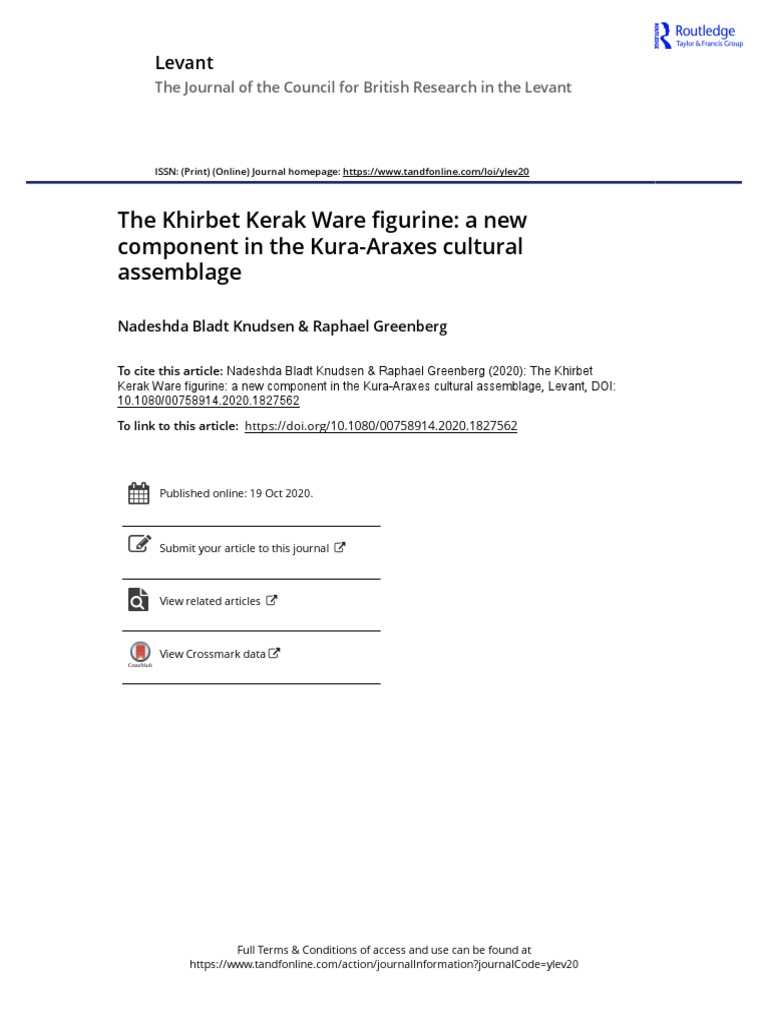 The Khirbet Kerak Ware Figurine: A New Component in The Kura-Araxes ...