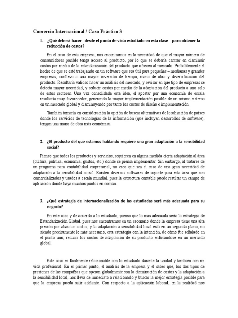 Caso Práctico 3 Comercio Internacional | PDF | Software | Mercado ...