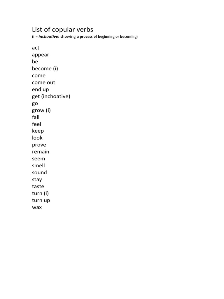 List of Copular Verbs | PDF