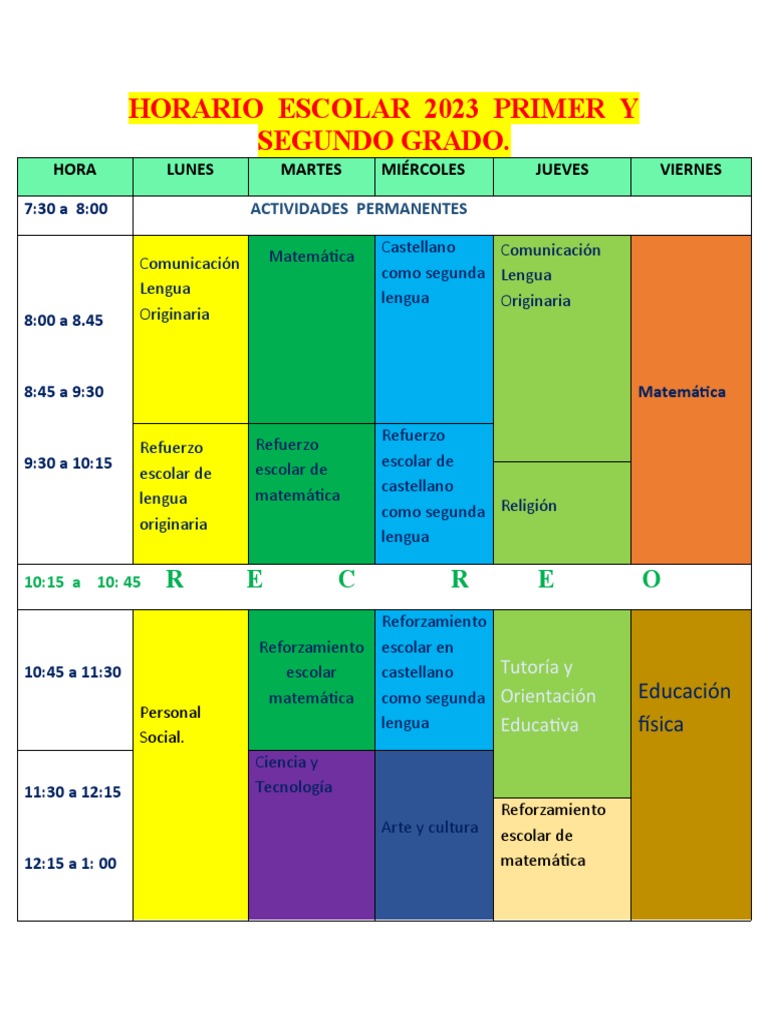 Horario de Clases 2023 Eusebio | PDF