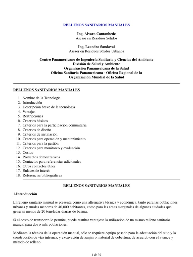Rellenos Sanitarios | PDF | Residuos | Vertedero