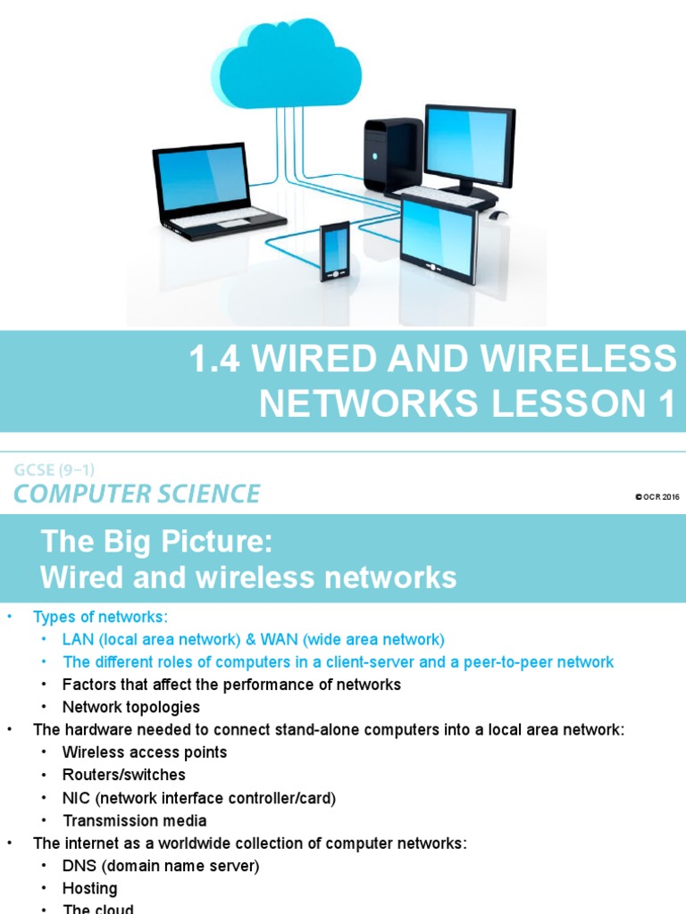 1.4 Wired and Wireless Networks Lesson 1 | PDF | Computer Network | Client–Server Model