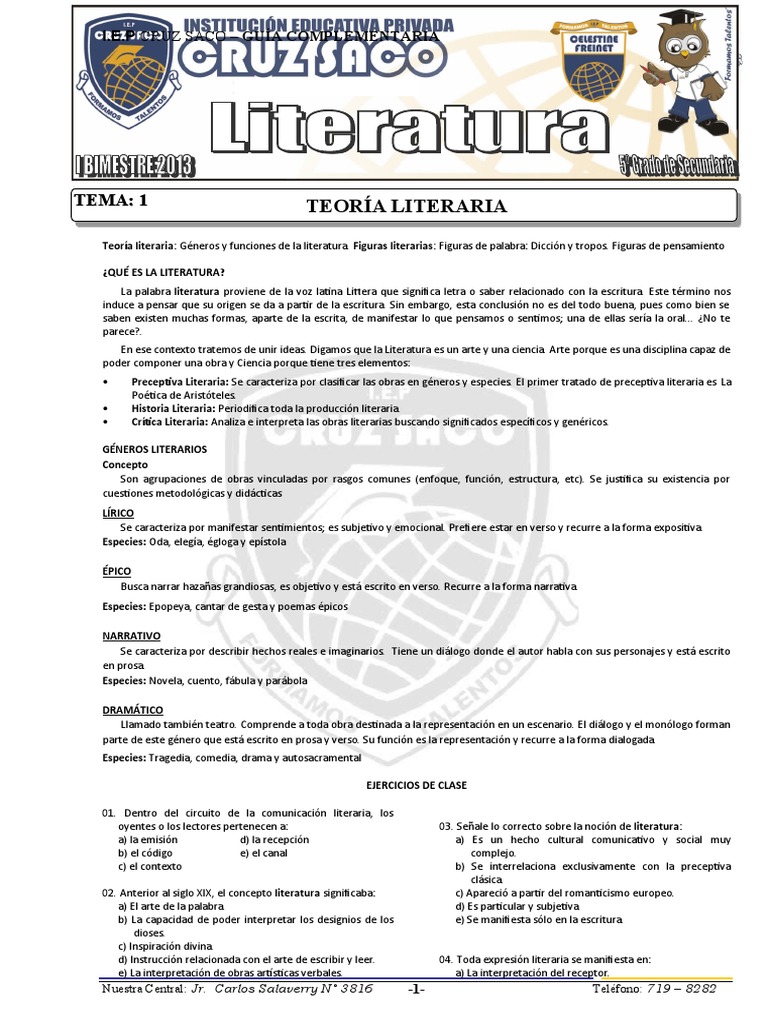 Literatura - 5to Año - I Bimestre - 2013 | PDF | Odiseo | Héctor