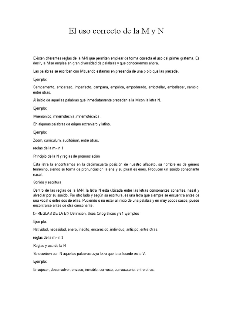 El Uso Correcto de La M y N y Las Siglas | PDF