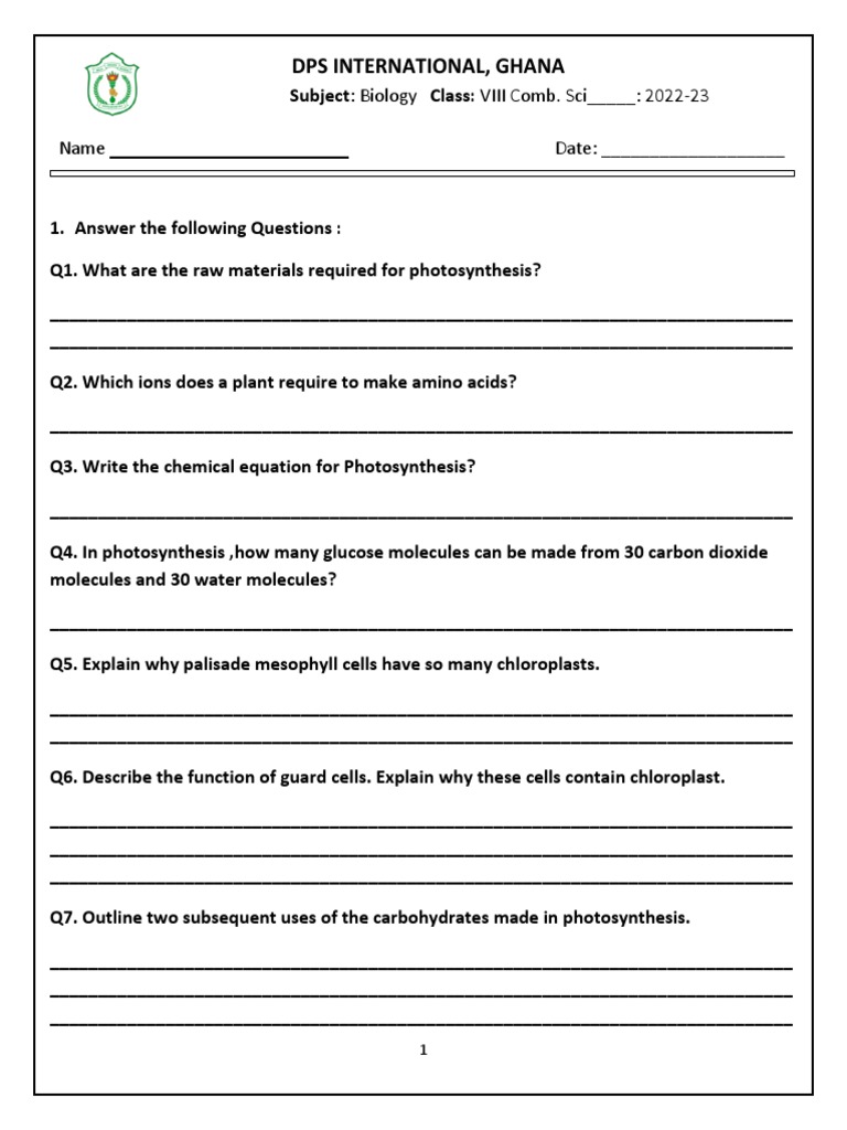 Grade 8 Plant Nutrition | PDF | Photosynthesis | Chemistry