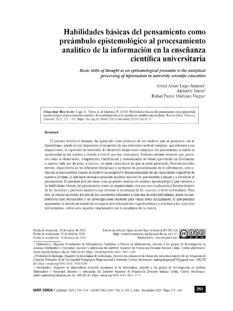 Habilidades Bàsicas Del Pensamiento... | PDF