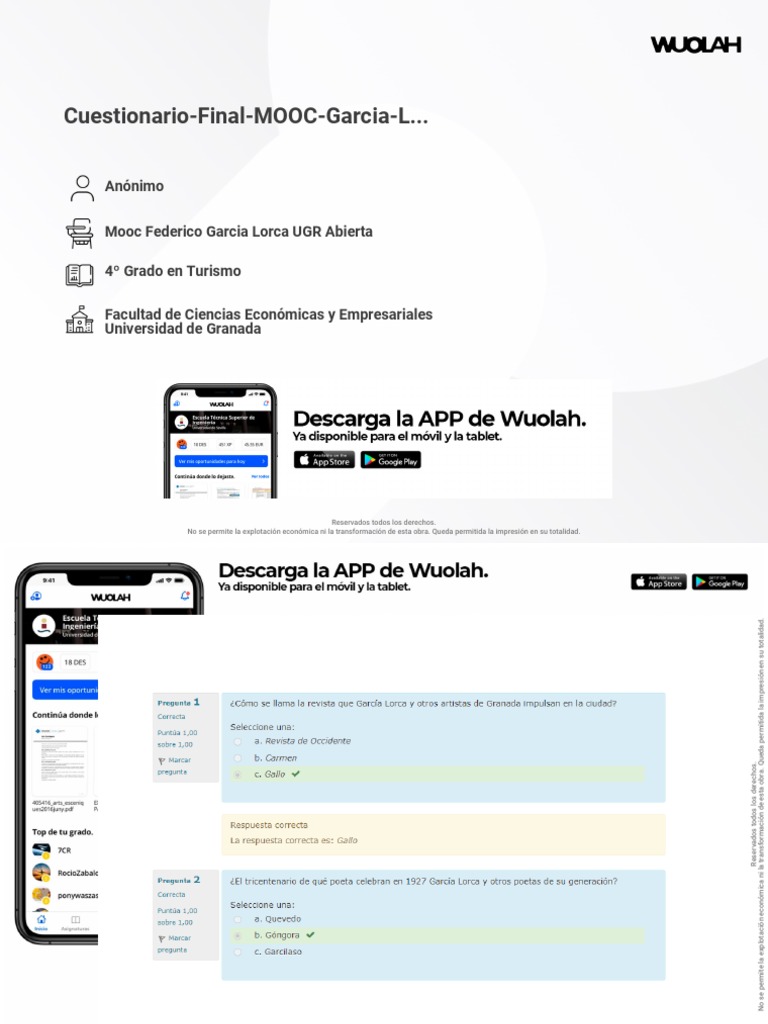 Wuolah Free Cuestionario Final MOOC Garcia Lorca | PDF