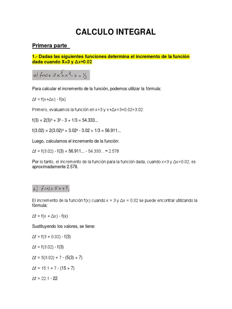 Problemario Calculo Integral | PDF | Integral | Derivado