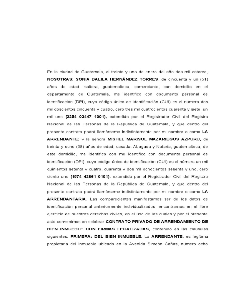 Arrendamiento Mishel Mazariegos 2022 | PDF | Pagos | Guatemala
