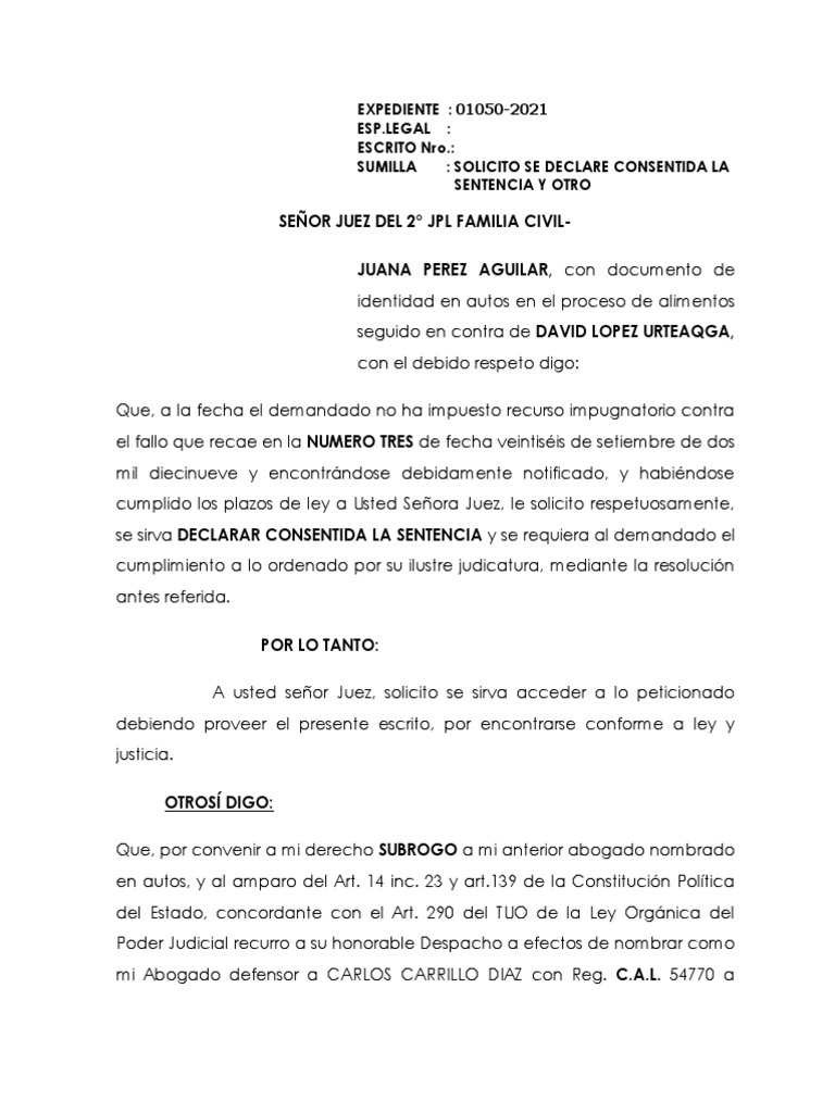 Solicita Se Declare Consentida La Sentencia | PDF