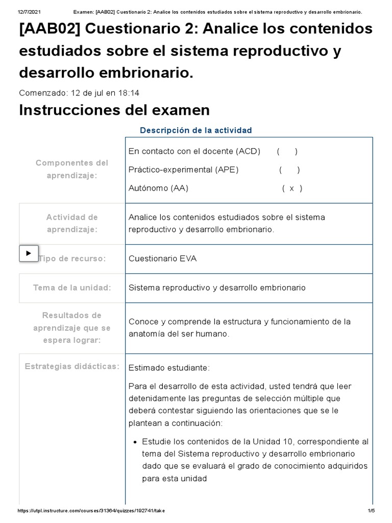 Examen - (AAB02) Cuestionario 2 - Analice Los Contenidos Estudiados Sobre El Sistema ...