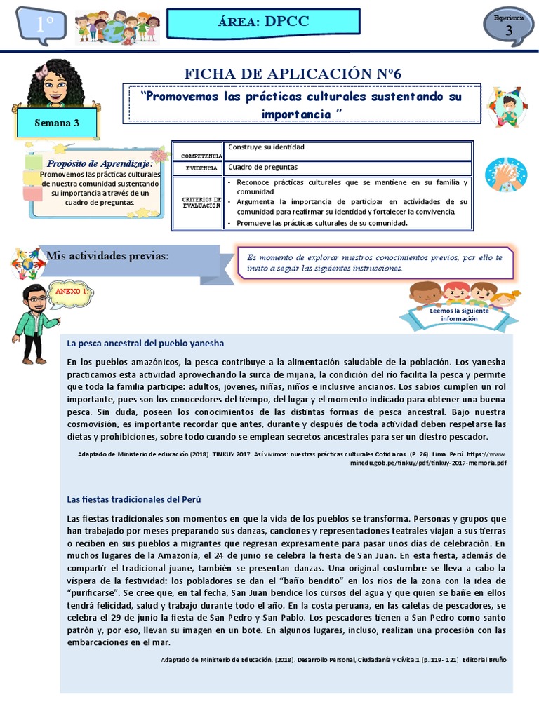 1° Ficha de Aplicación-Sesión6-Sem.3-Exp.3-Dpcc | PDF | Evaluación