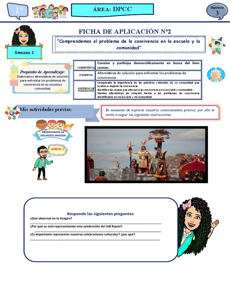 1° Ficha de Aplicación-Sesión2-Sem.1-Exp.3-Dpcc | PDF | Evaluación | Aprendizaje