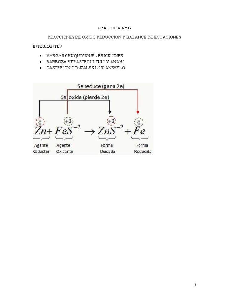 Reacciones de Óxido Reducción y Balance de Ecuaciones | PDF | Redox | Química