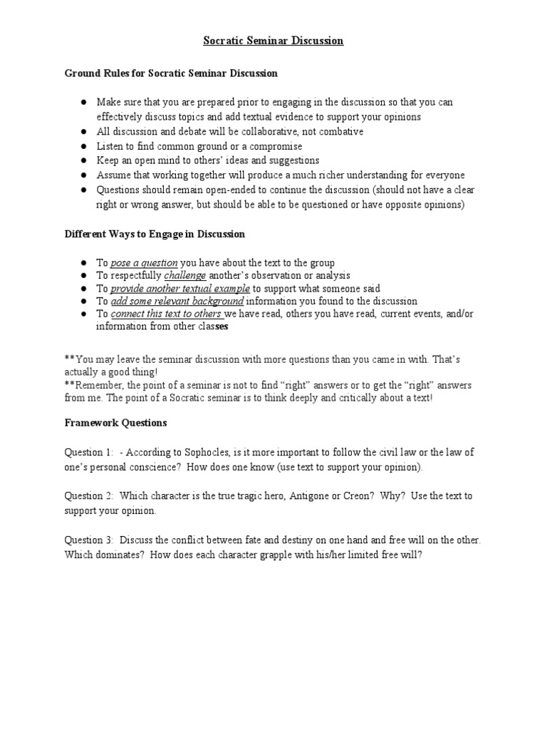 Antigone Socratic Seminar | PDF