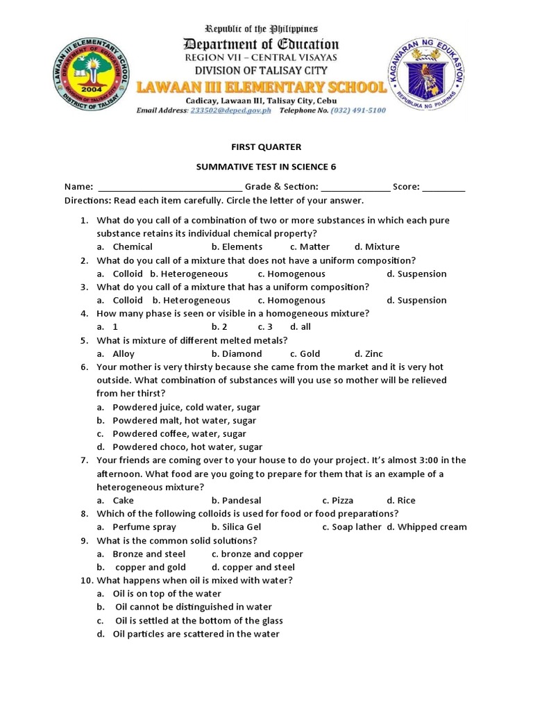 Summative Science | PDF | Mixture | Filtration