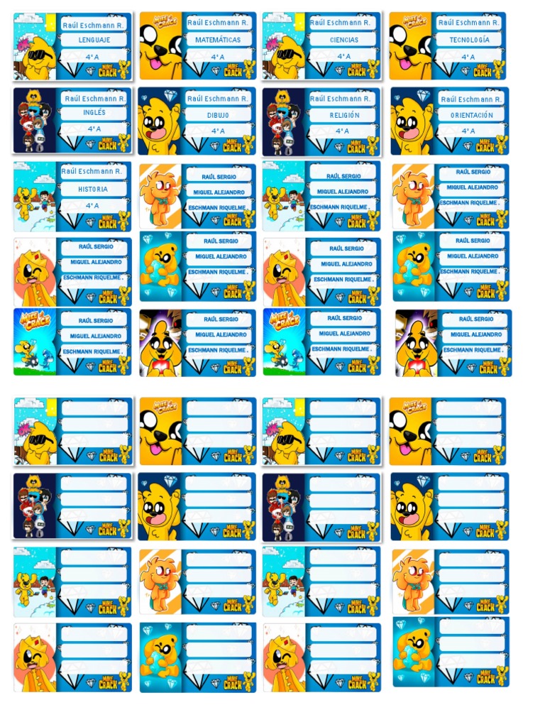 Etiquetas Escolares Mikecrack | PDF