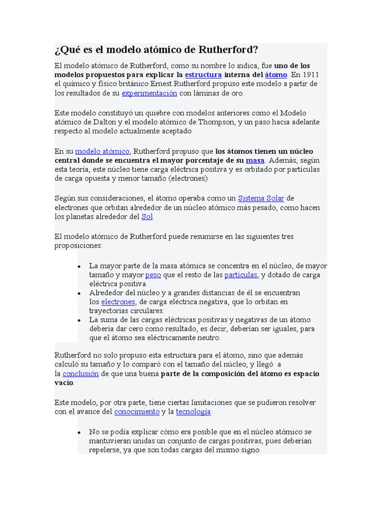 Modelo Atómico de Rutherford | PDF | Núcleo atómico | Átomos