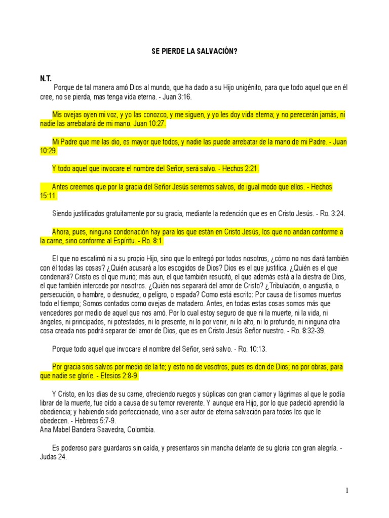 Se Pierde La Salvación | PDF | Salvación | Cristo (título)