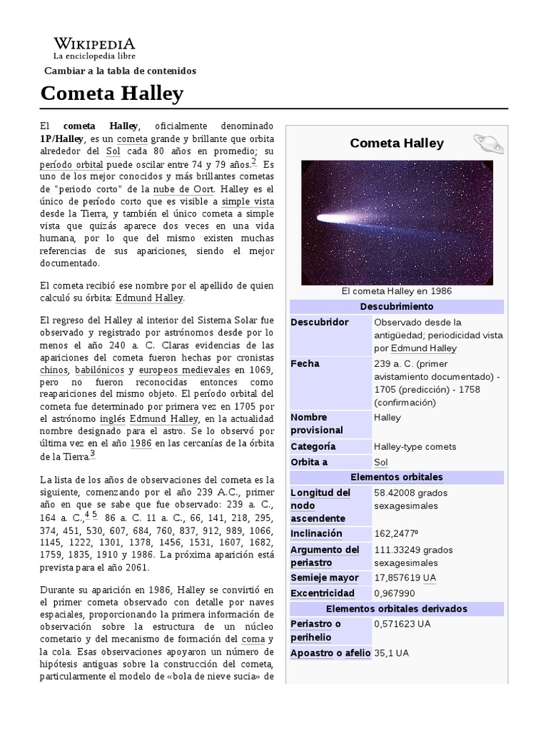Cometa Halley | PDF | Espacio exterior | Naturaleza