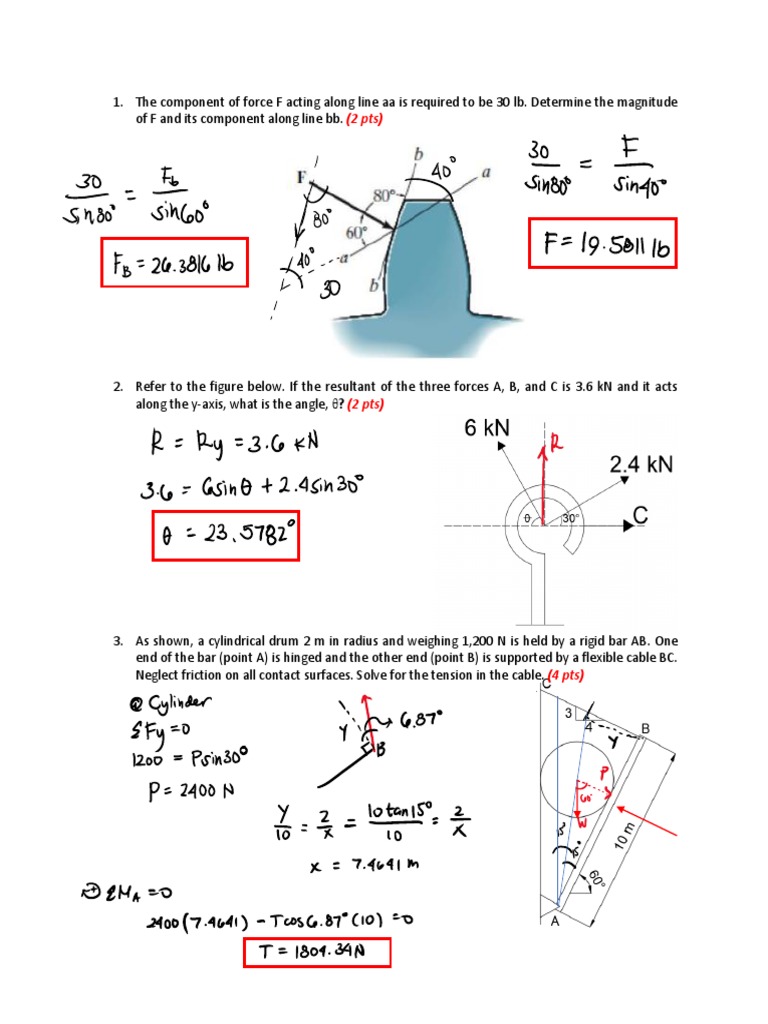 Midterm Exam Answer Key | PDF | Force | Beam (Structure)
