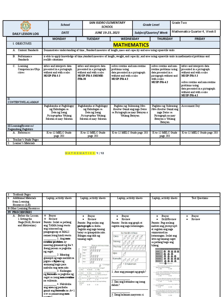 EDITED DLL - MATH 2 - Week 8 - Q4 | PDF