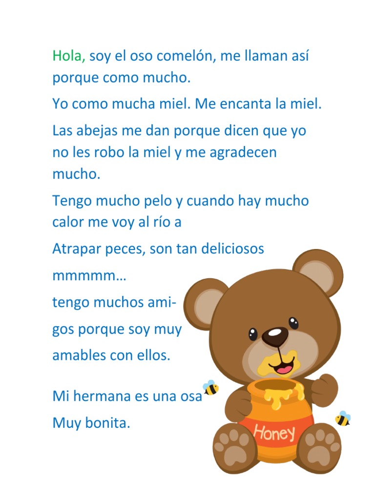 Historía Del Oso Comelón. | PDF