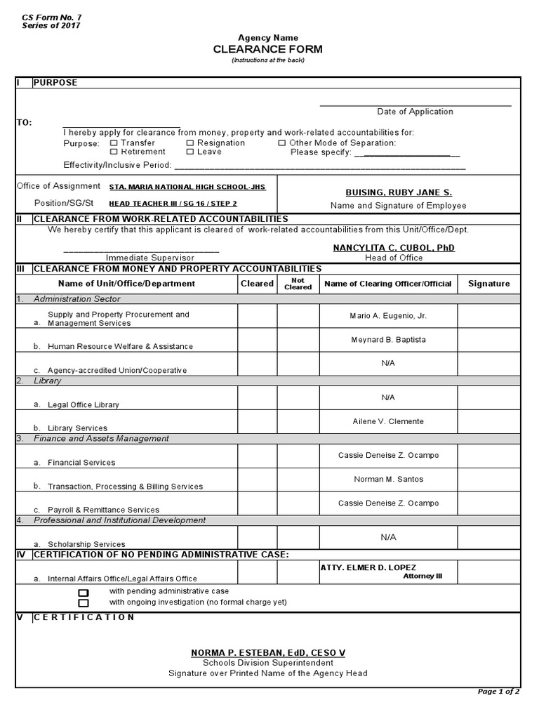 CS-Form-No.-7-Clearance-Form_JHS | PDF | Economies | Business