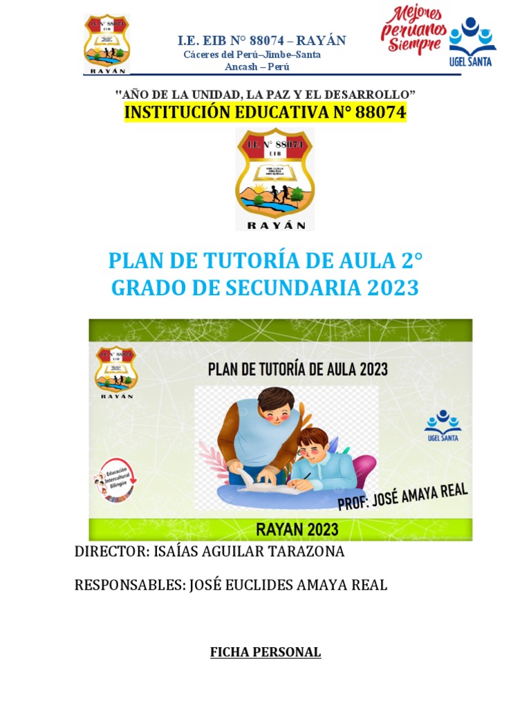 Plan de Tutoría Aula 2° 2023 EIB Rayan | PDF | Comportamiento | Perú