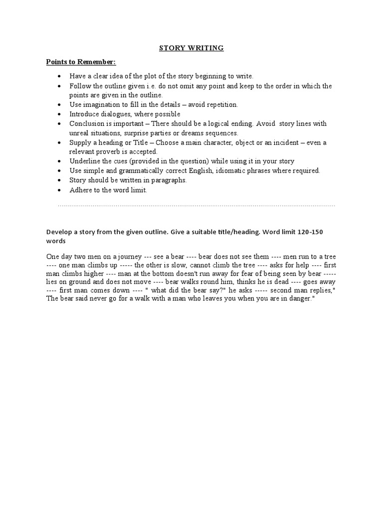 Story Writing Guidelines and Example | PDF | Language Arts & Discipline ...