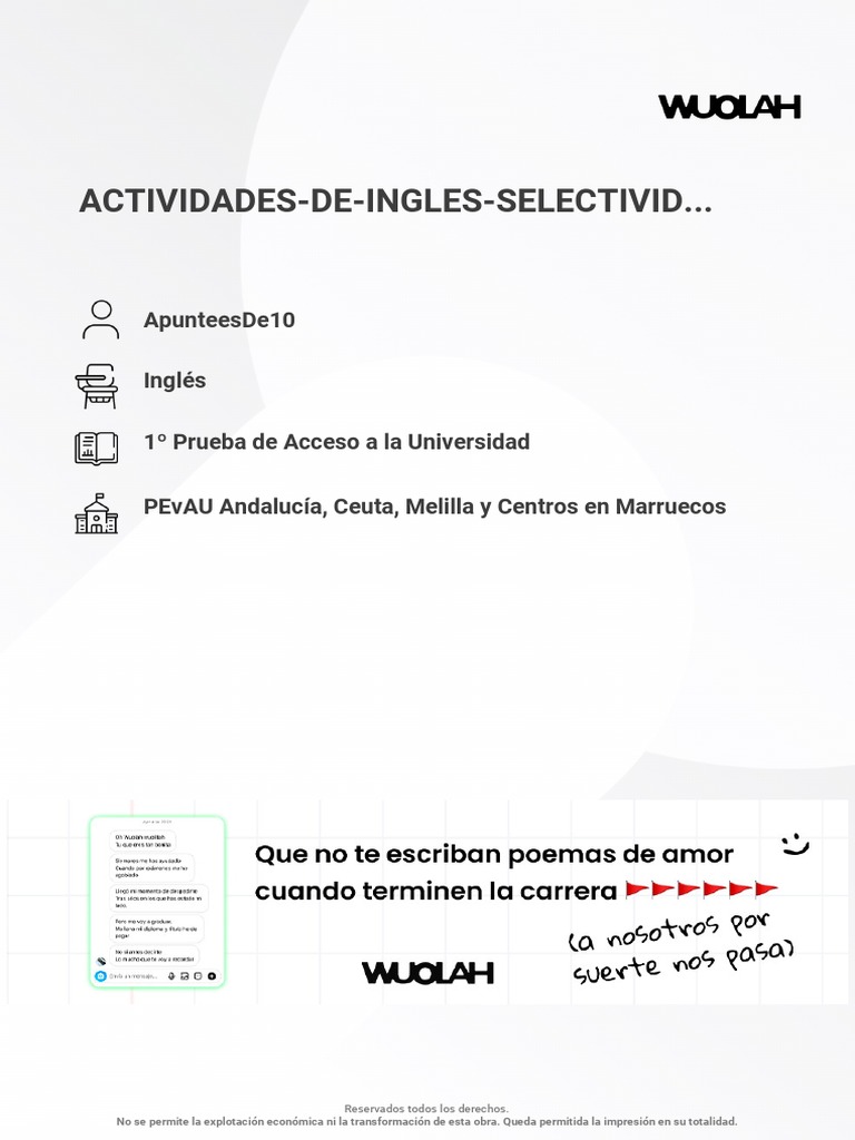Actividades de Ingles Selectividad | PDF