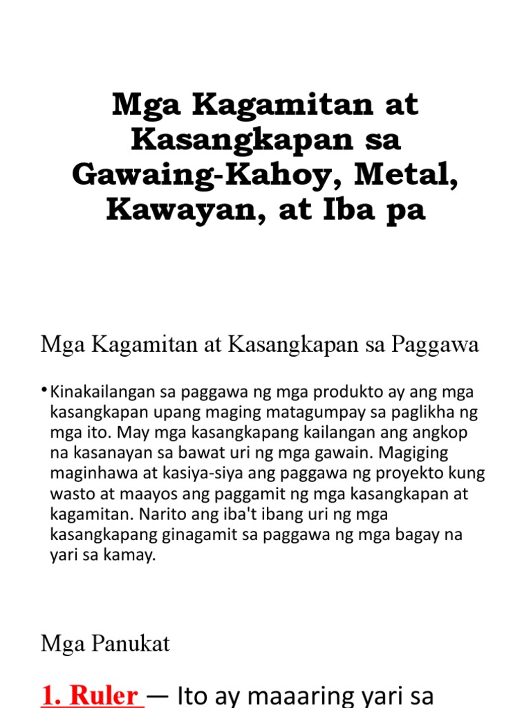 EPP 5 Q4 W2 Mga Kagamitan at Kasangkapan Sa Gawaing-Kahoy, Metal | PDF
