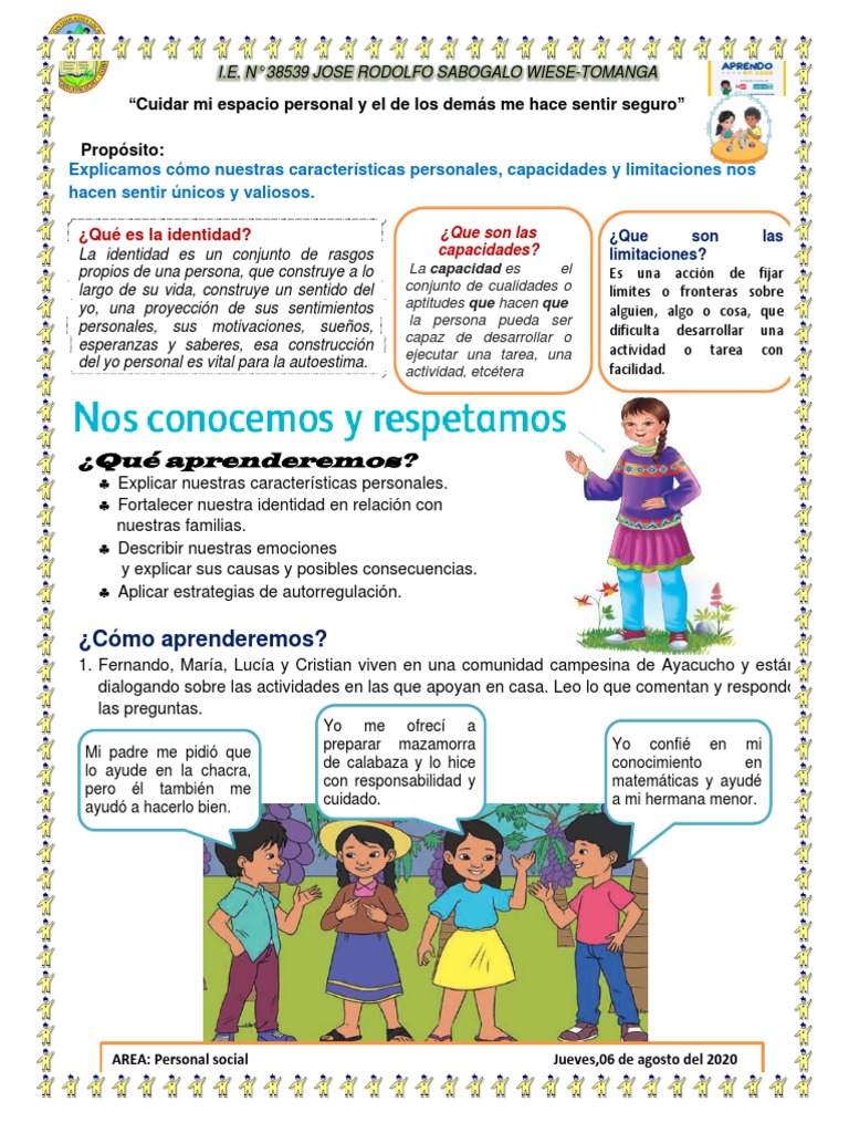 Cuidando mi espacio personal infantil | PDF