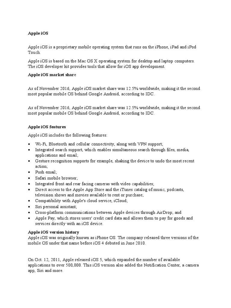 Apple iOS | PDF | Ios | Apple Inc.