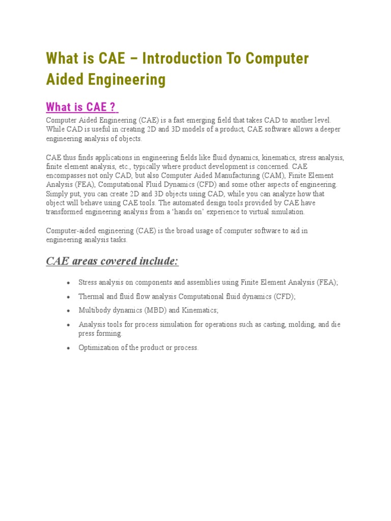 Introduction CAE | PDF | Computer Aided Design | Finite Element Method