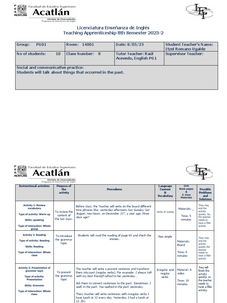 Lesson Plan Regular Irregular Verbs | PDF | Teachers | Verb Lesson Plan Regular Irregular Verbs | PDF | Teachers | Verb