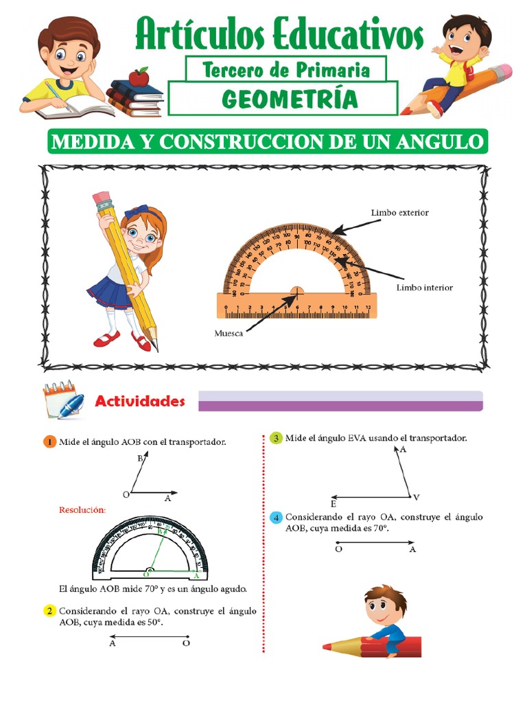 Medida y Construccion de Un Angulo para Tercero de Primaria | PDF