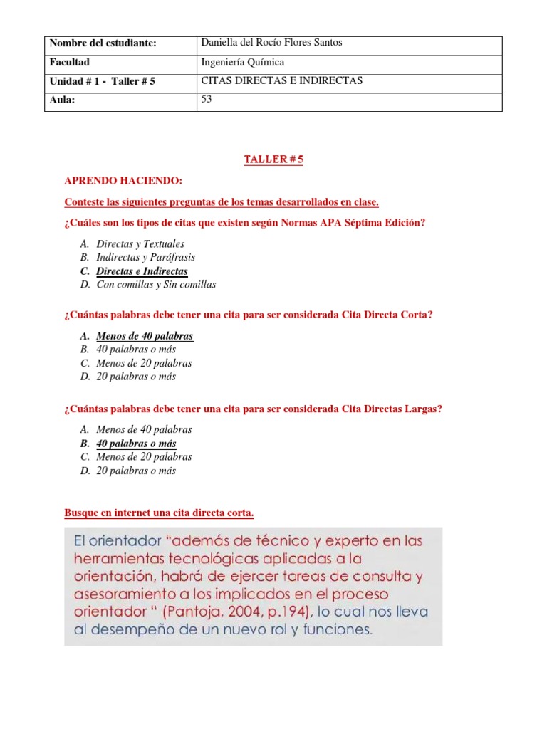 Unidad 1 Taller # 5 de Lenguaje | PDF