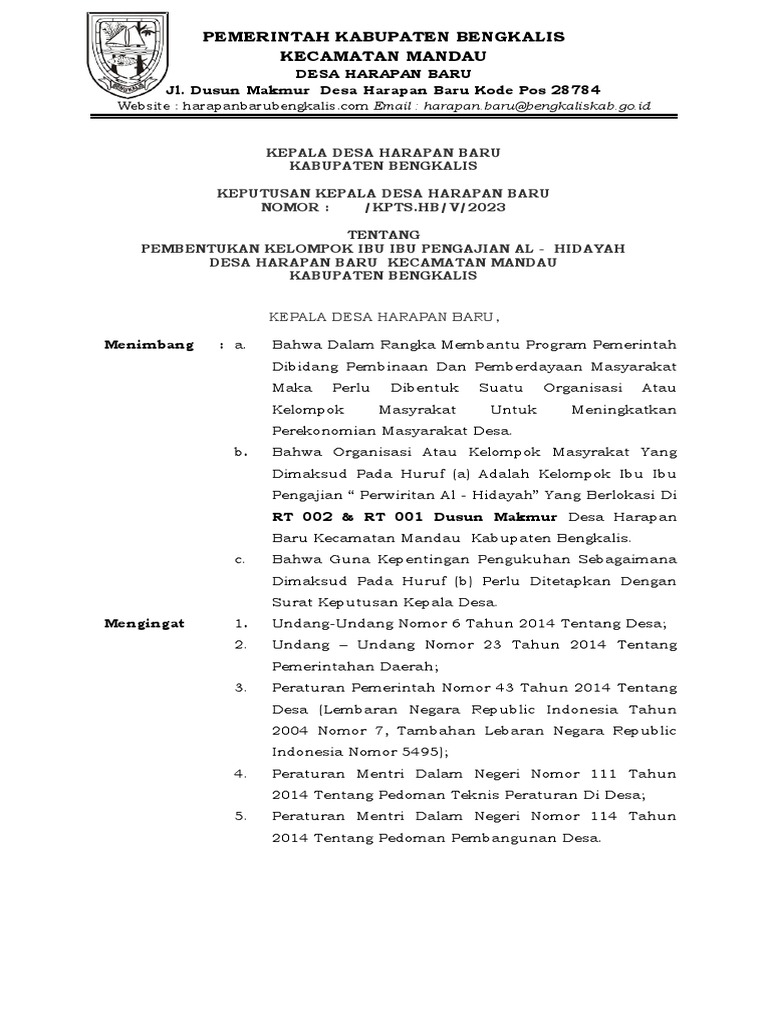 SK Perwiritan Dusun Makmur | PDF