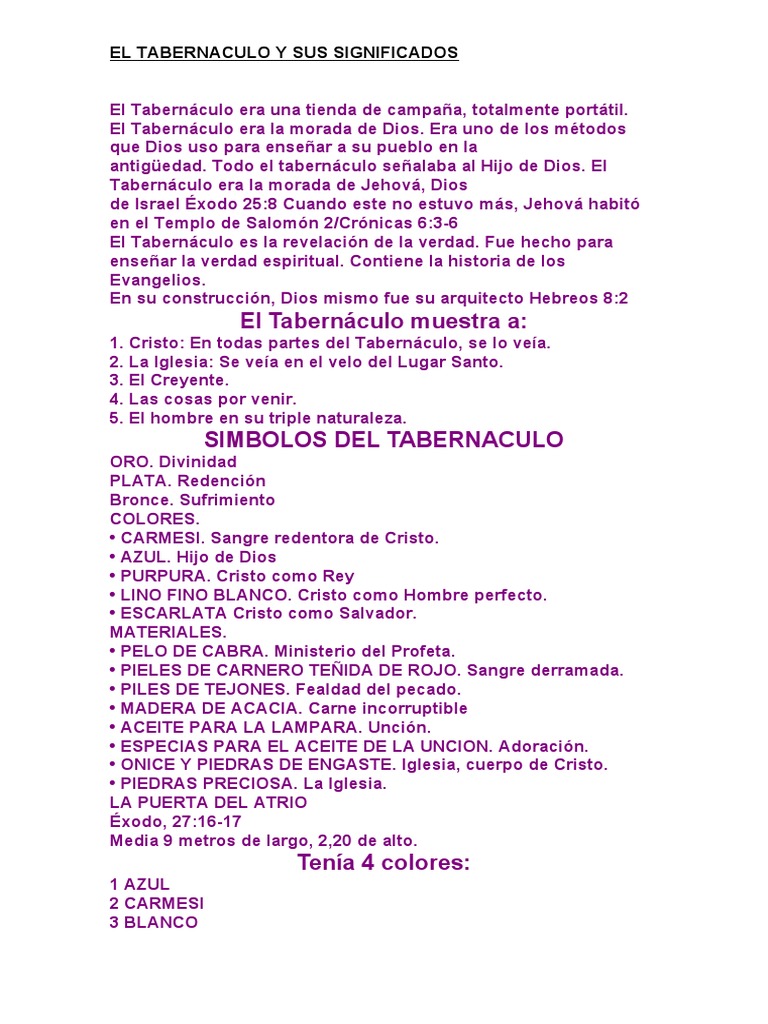 El Tabernaculo y Sus Significados | PDF | Arca de la Alianza | Santo de ...