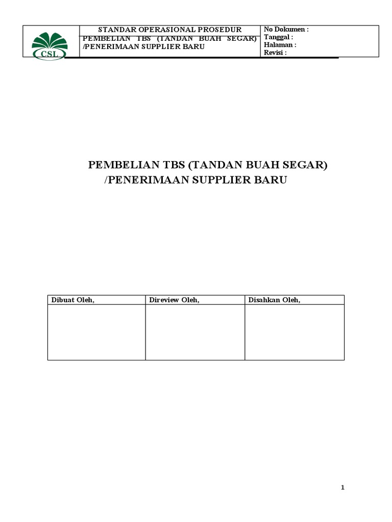 FORM SOP Pembelian TBS | PDF