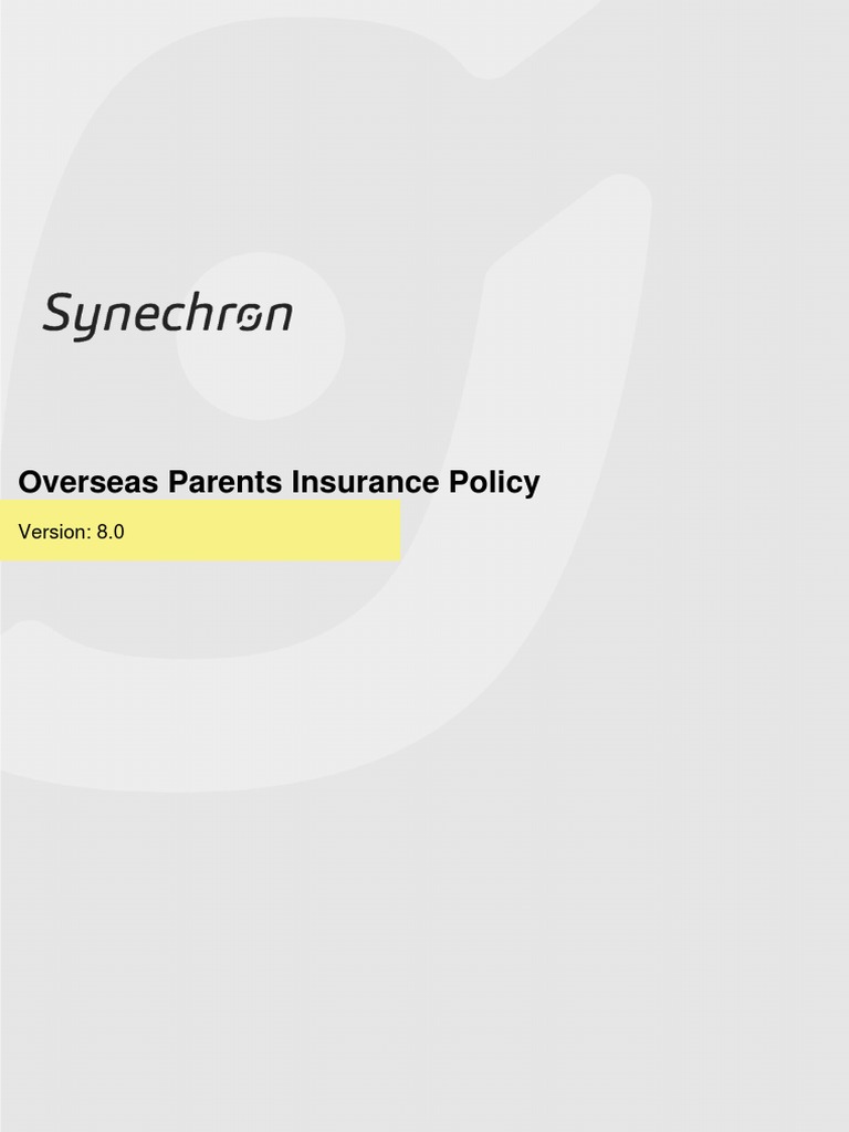 Overseas Parents Insurance Policy - FY 2023-24 | PDF