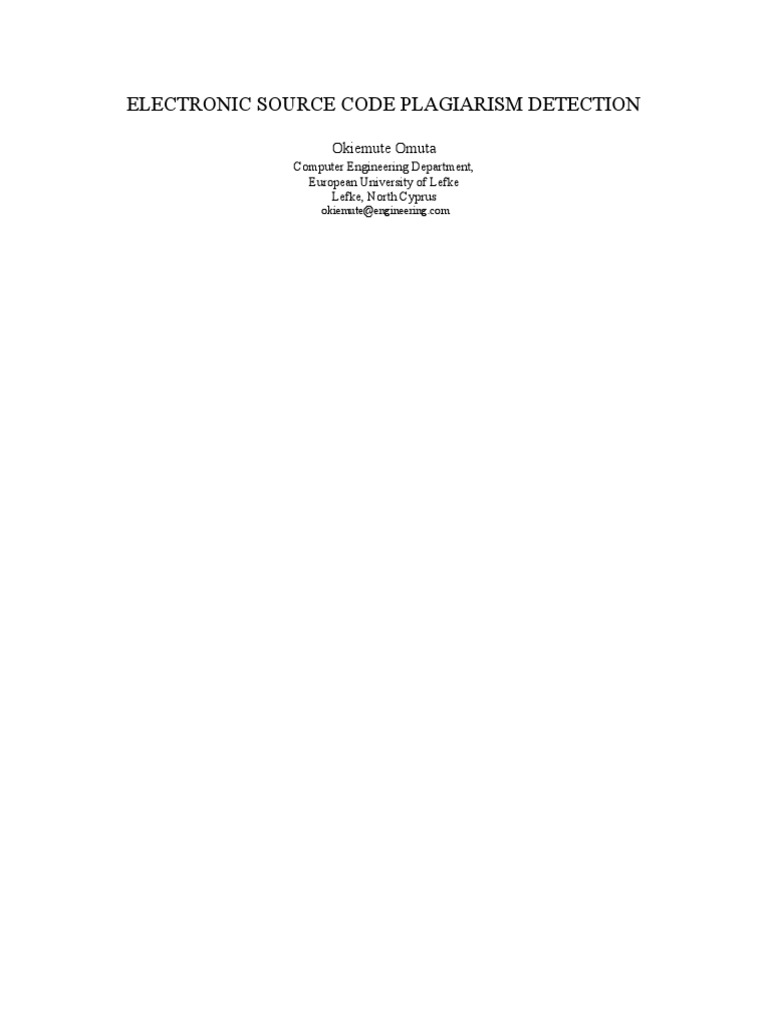 Electronic Source Code Plagiarism Detection Pdf