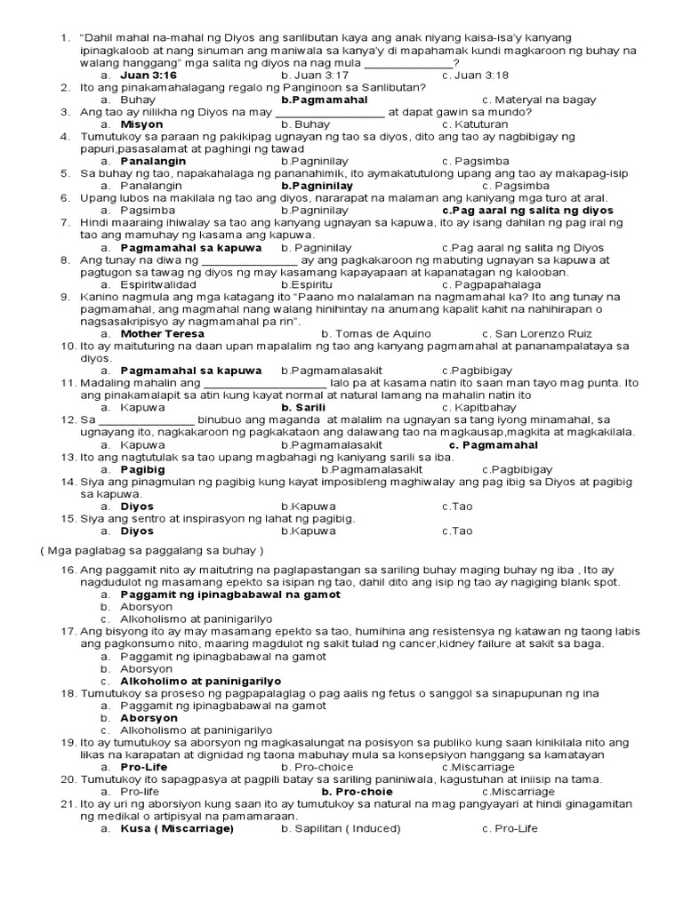 Esp 10 Q3 Summative | PDF