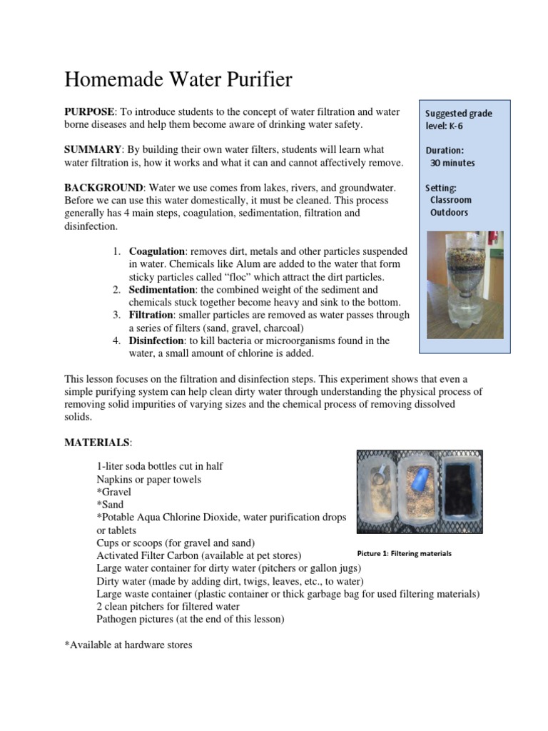 Homemade Water Purifier | PDF | Water Purification | Water