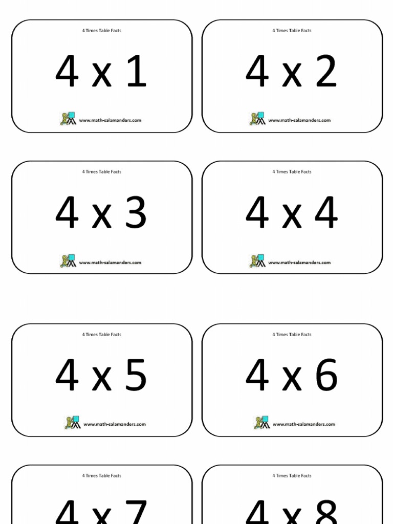 4 Times Table | PDF