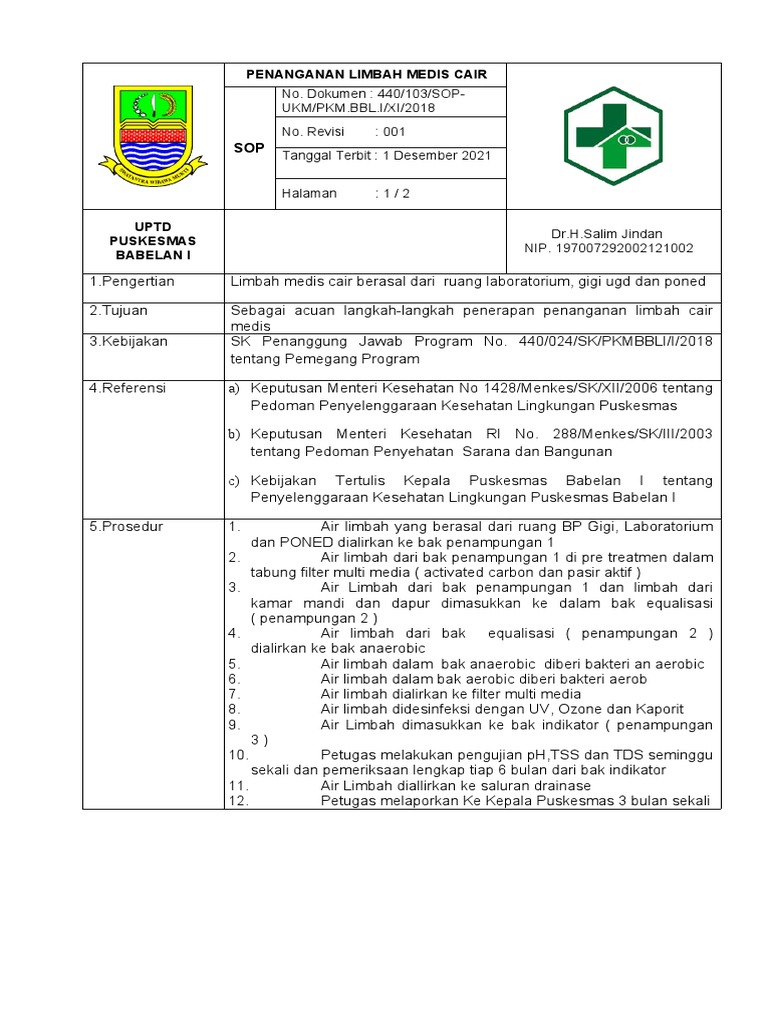 Sop Penanganan Limbah | PDF | Griya & Taman | Sains & Matematika