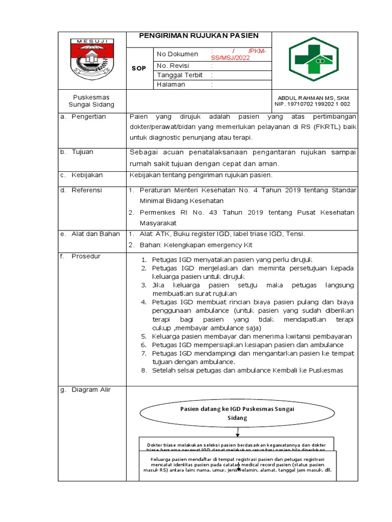Sop Pengiriman Rujukan Pasien | PDF
