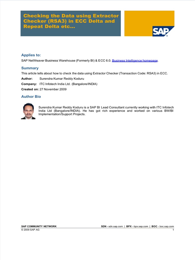 RSA3 Data Check for ECC Delta Loads | PDF | Software Engineering ...